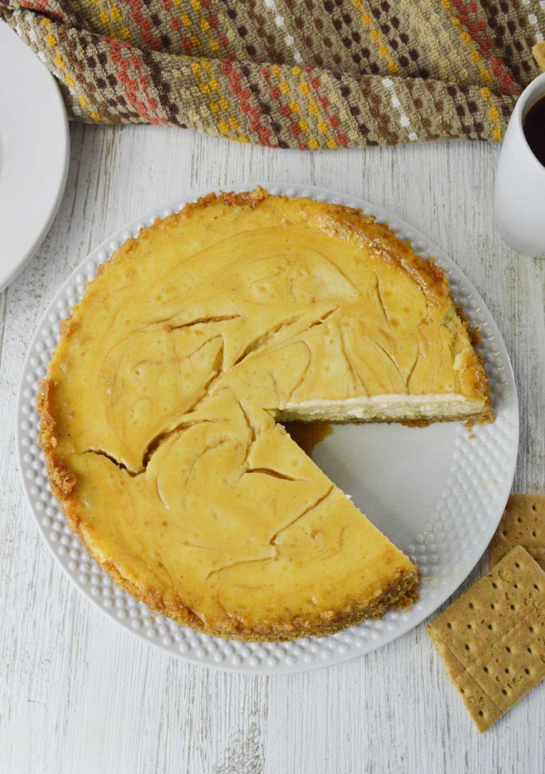 Sea Salt Caramel Smoked Cheesecake - Kitchen Laughter
