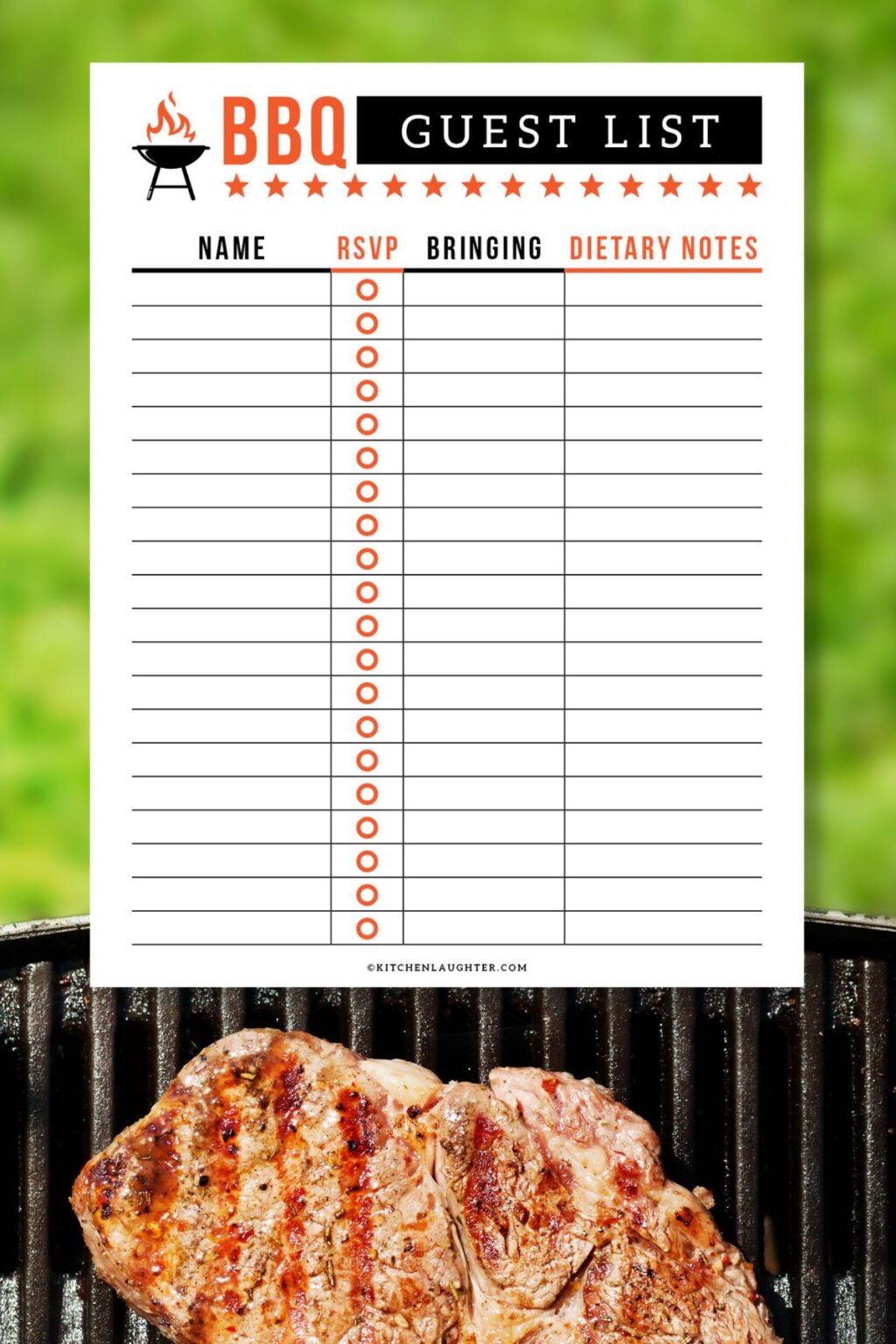 Free Printable BBQ Planner - Kitchen Laughter